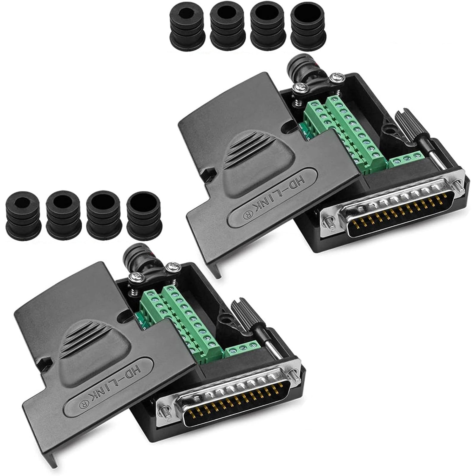 2PCS DB25 Solderless Connector, RS232 D-SUB Serial to 25-pin Port ...