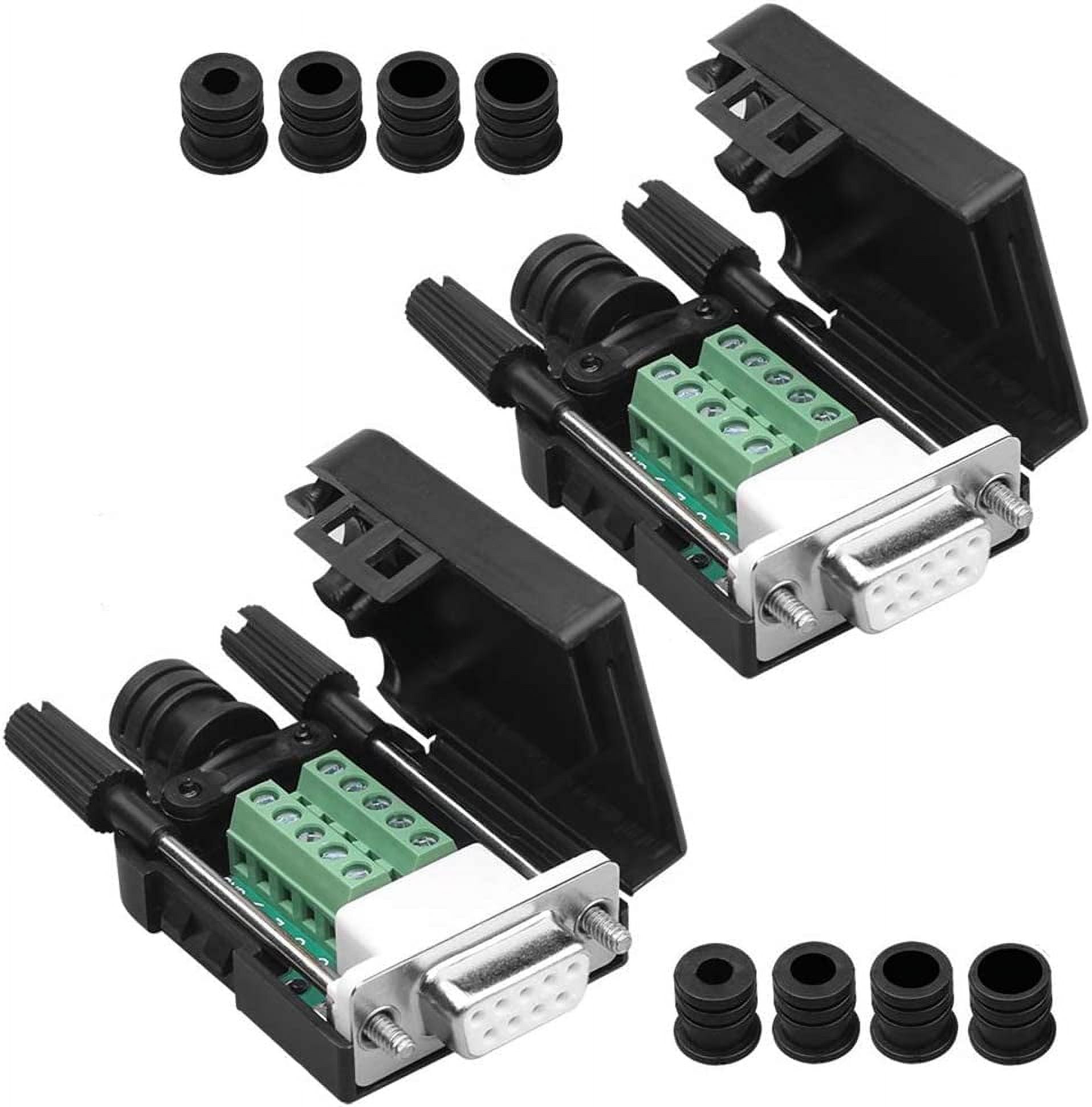 2PCS DB9 Solderless RS232 D-SUB Serial to 9-pin Port Terminal Male Adapter Connector Breakout ...