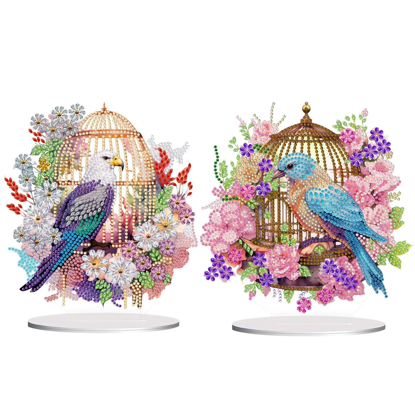 2PCS DIY Dotted Diamond Ornaments, Diamond Art Paintings, Flowers And ...