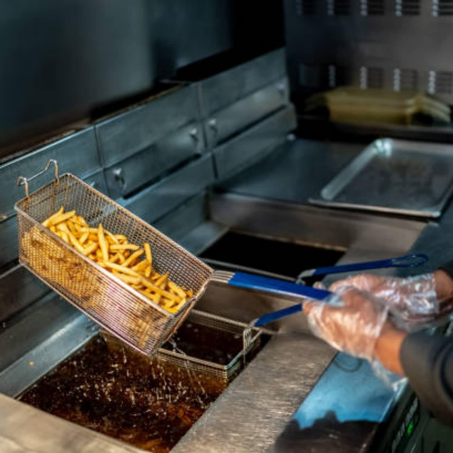 2PCS Deep Fryer Basket Commercial Use, Non-Slip Handle Heavy Duty ...