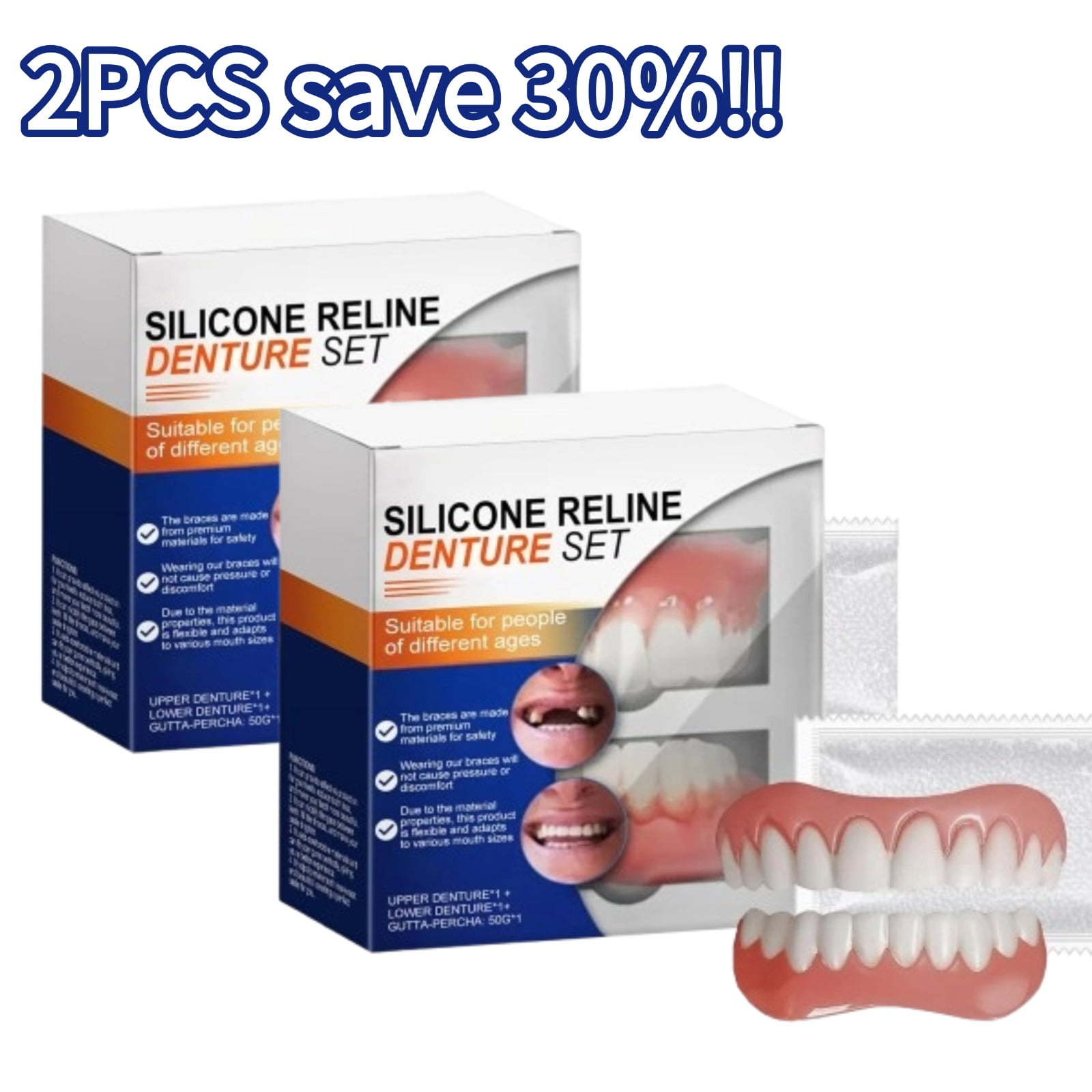 2PCS Denture Silicone Reline Kit, Greatfit Denture Silicone Reline Kit ...