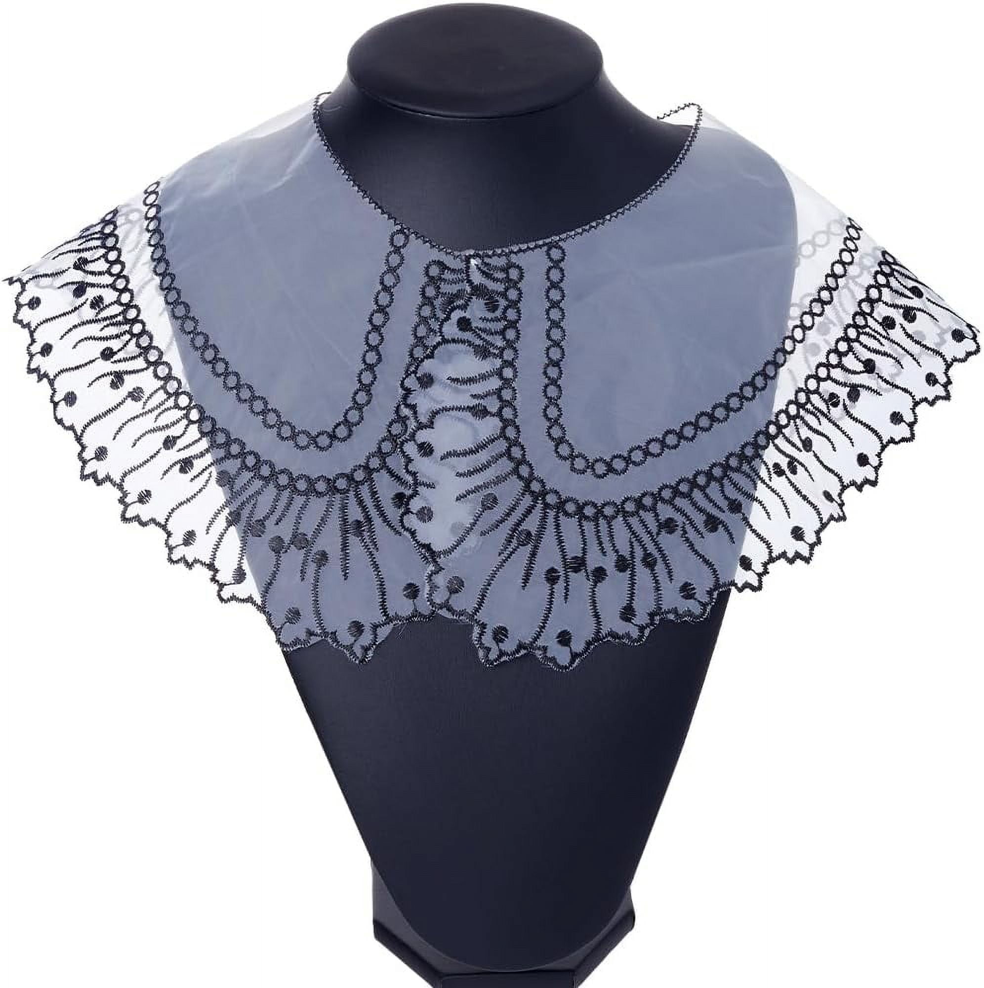 2PCS Detachable Collar Semi-Sheer Embroidery Mini Cape Choker Neck Ruff ...