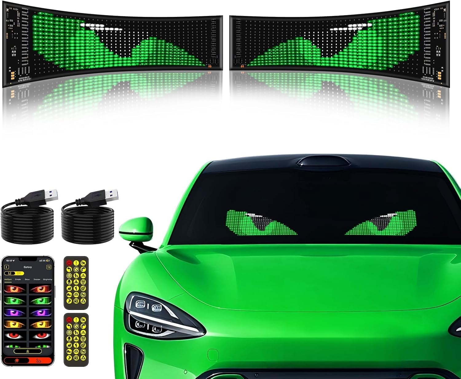 2PCS Devil Eye Lights for Car - LED Eyes for car Windshield, 14"x 4 ...