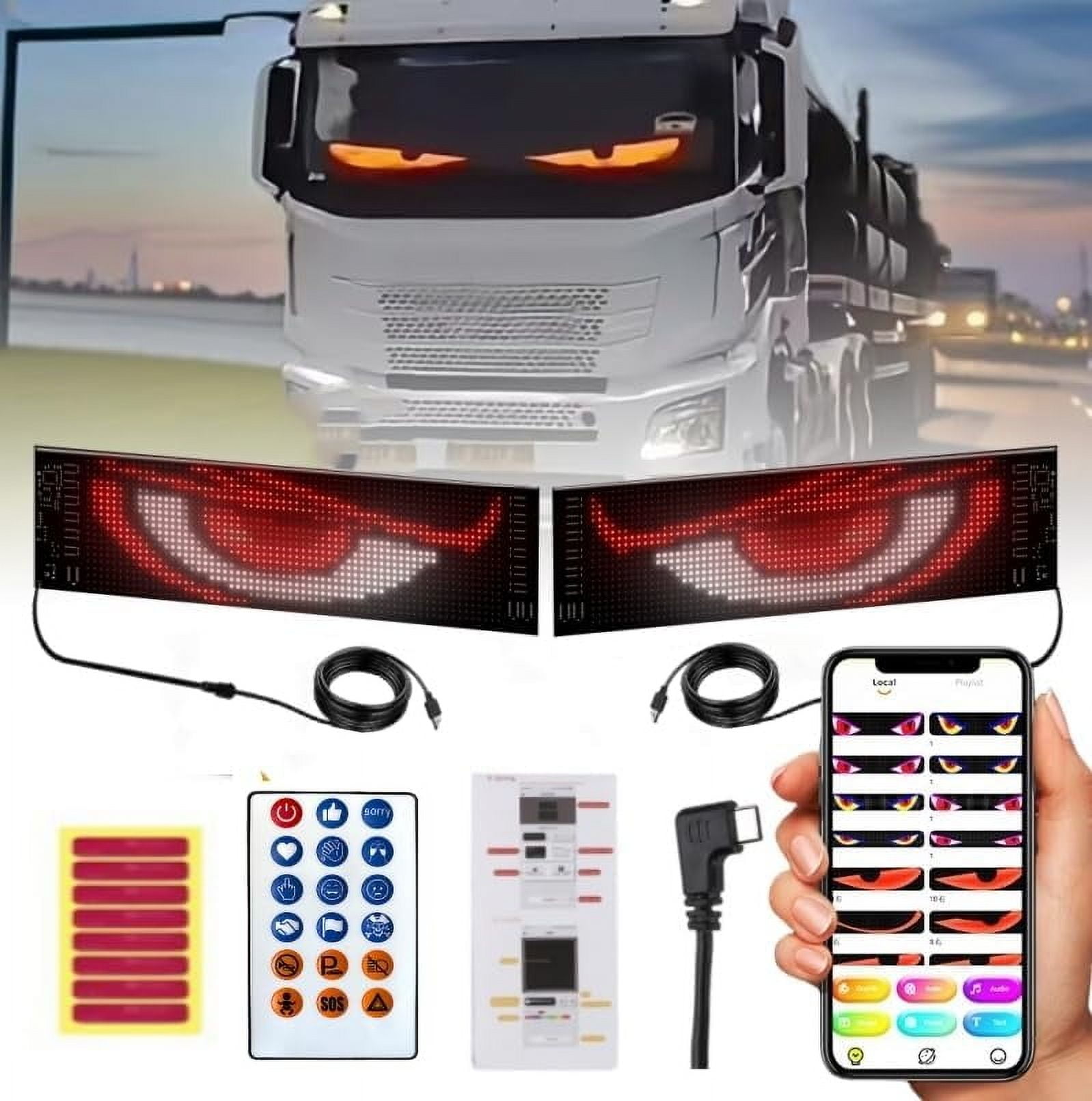 Devil Eyes Light for Cars, Car Window Flexible LED Display Screen Panel ...