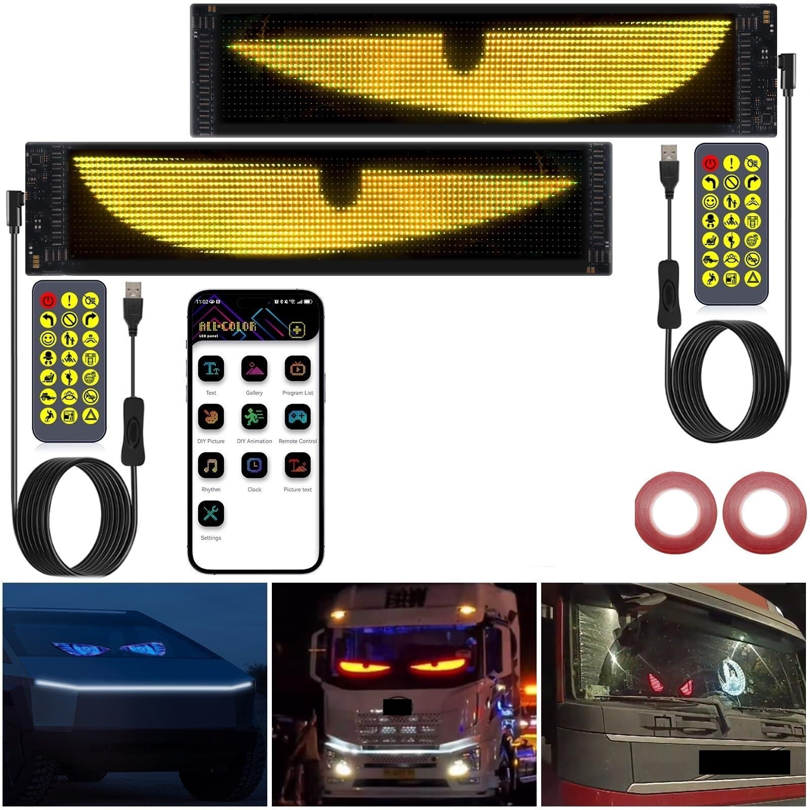 2PCS Devil Eyes Light For Cars,Colorful Eye Lamp Soft Screen for Car ...