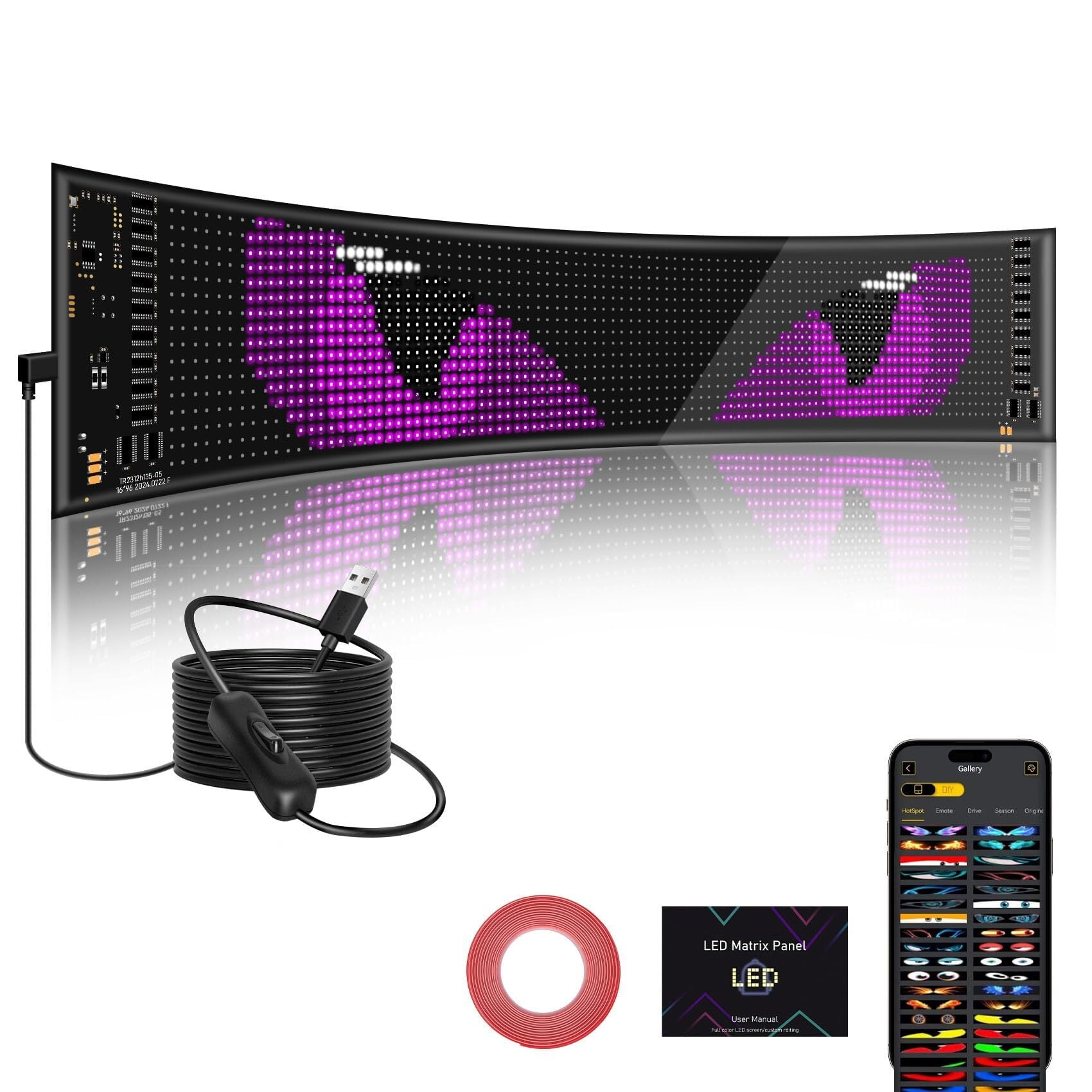 2PCS Devil Eyes Light for Windshield, Flexible Led Digital Display 3.6 ...