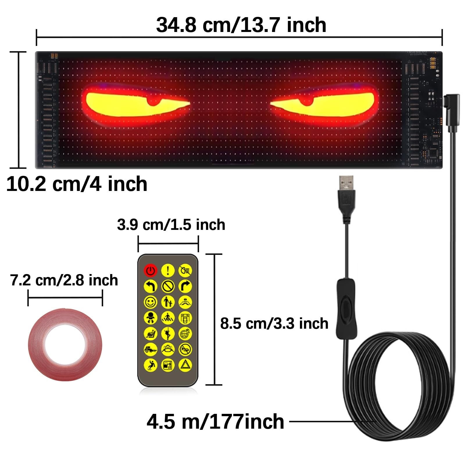 2PCS Devil Eyes Light for Cars,Large Programmable Flexible LED Screen ...