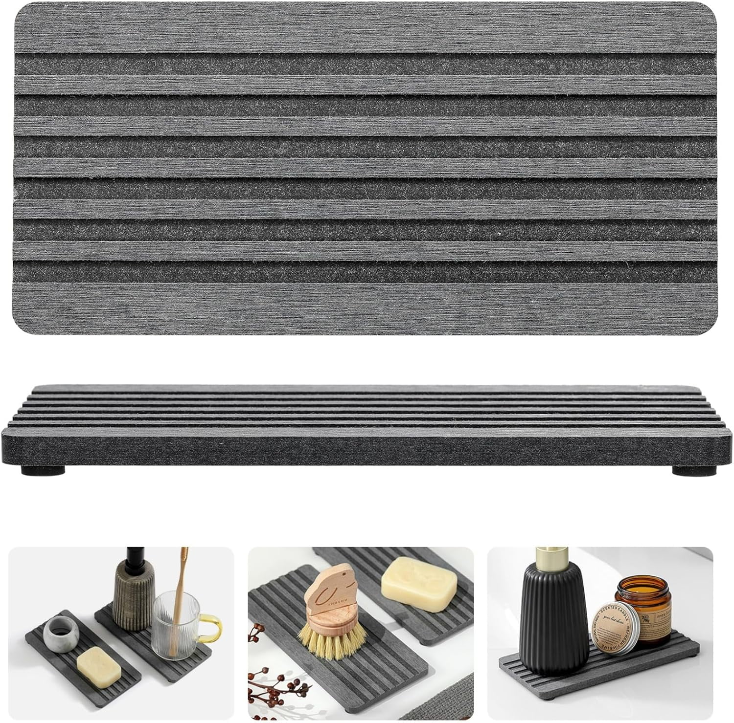 2PCS Diatomite Quick Stone Drying Tray Mat For Bathroom & Kitchen ...