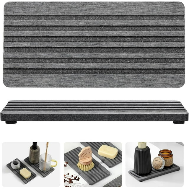 2PCS Diatomite Quick Stone Drying Tray Mat For Bathroom & Kitchen ...