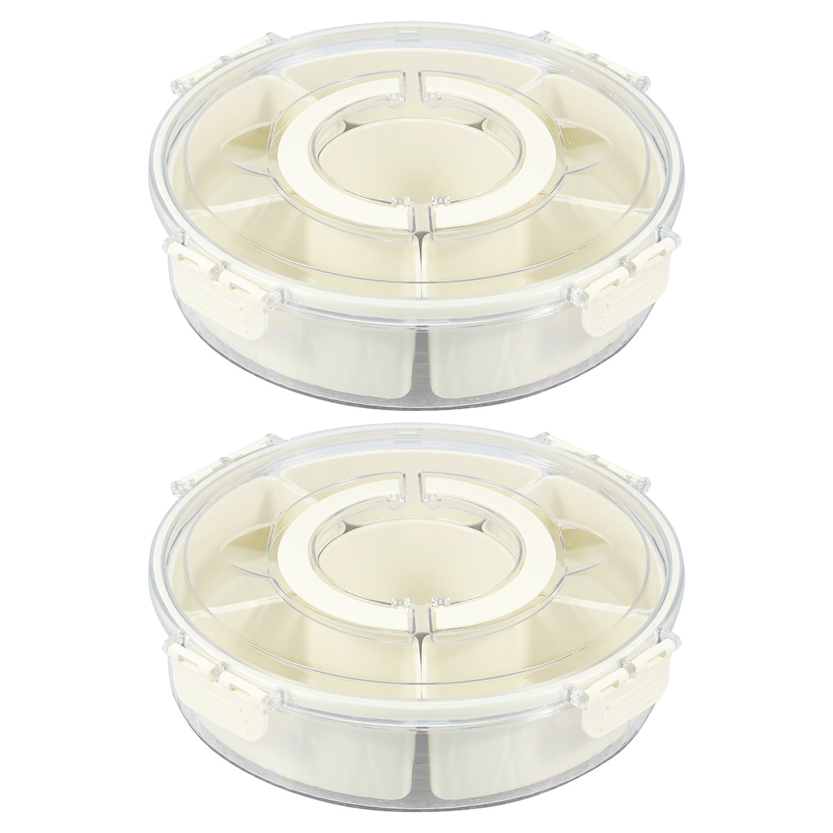 2PCS Divided Serving Tray with Lid and Handle,Large Snack Spinner ...