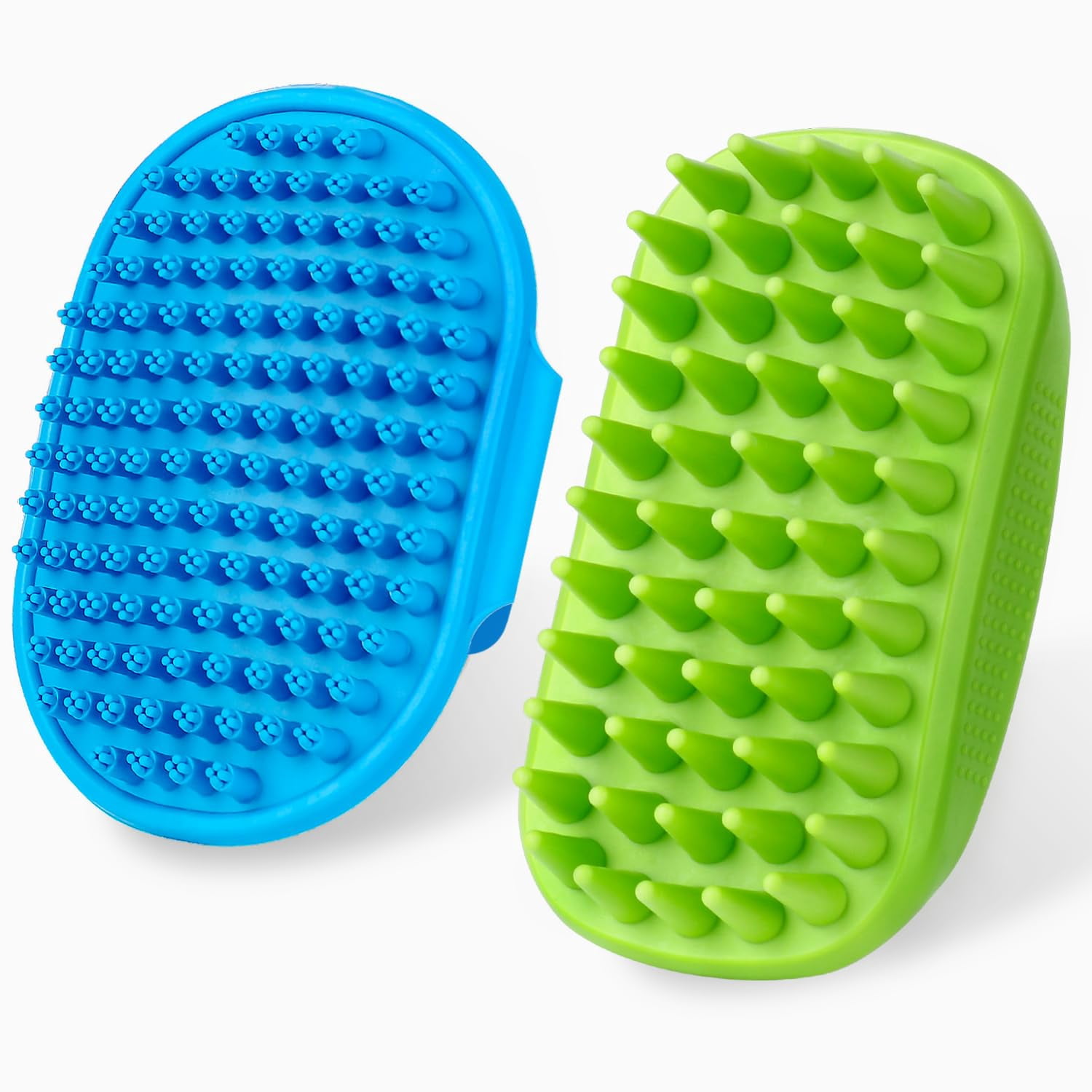 2PCS Dog Bath Brush Set | Adjustable Handle Dog Scrubber for Shampooing ...