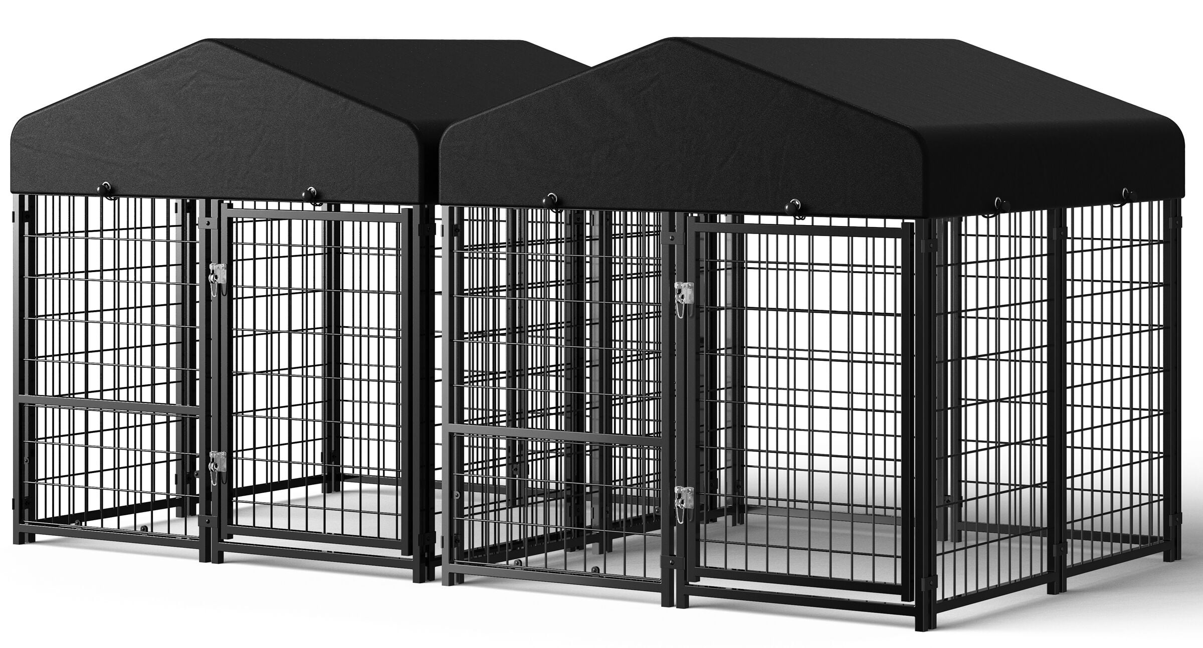 2PCS Dog Kennel Outdoor, Outside Dog Kennel with Roof & Removable Doggy ...
