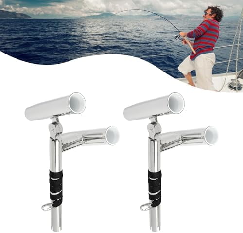 2PCS Double-Head Fishing Rod Holders, Stainless Steel Fishing Dual Rod ...