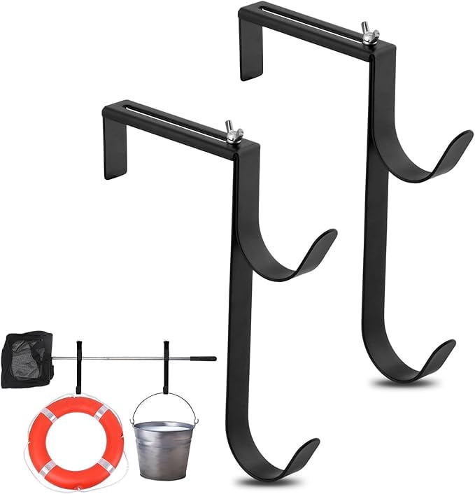 2PCS Double Pool Pole Hooks, Adjustable Pool Fence Hooks, Metal Pool ...