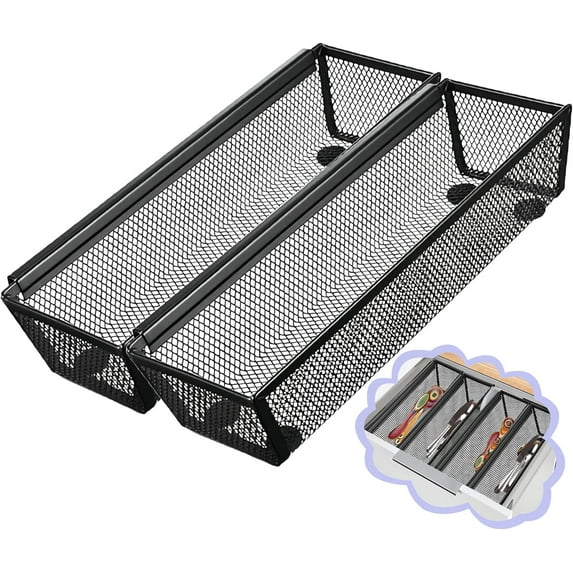 2PCS Drawer Organizer for Kitchen,Utensil Mesh Drawer Organizer with ...