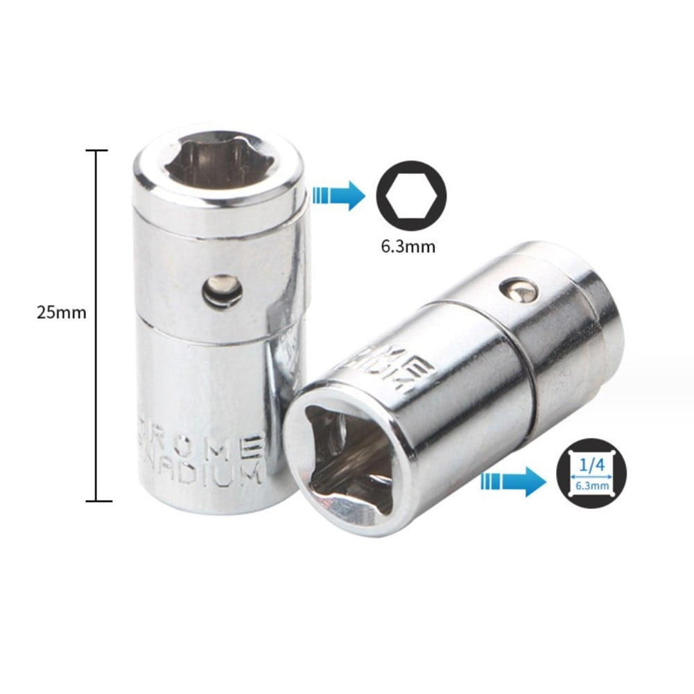 2PCS Drill Socket Adapter Converter Set 1/4" Square Drive To 1/4" Hex ...