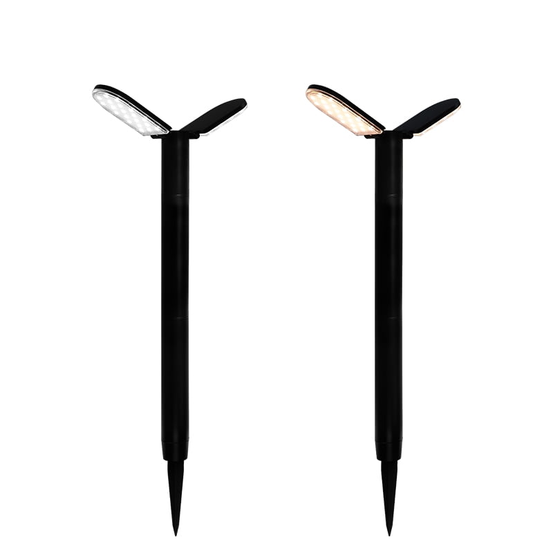 2PCS Dual Head Solar Lawn Light with Warm & Cool White LEDs, IP65 ...