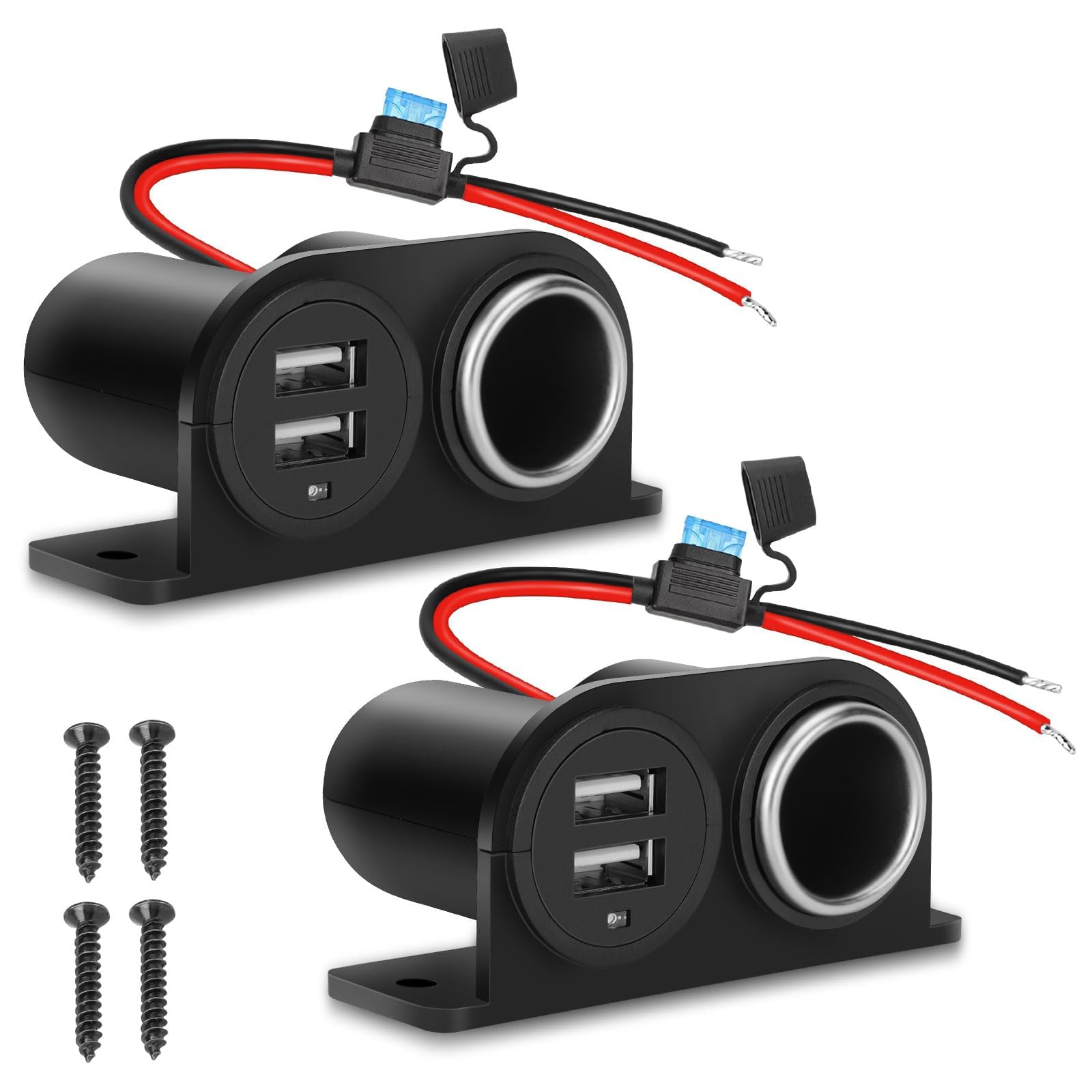 2PCS Dual USB Outlet Cigarette Lighter Socket Splitter with Blade Fuse ...