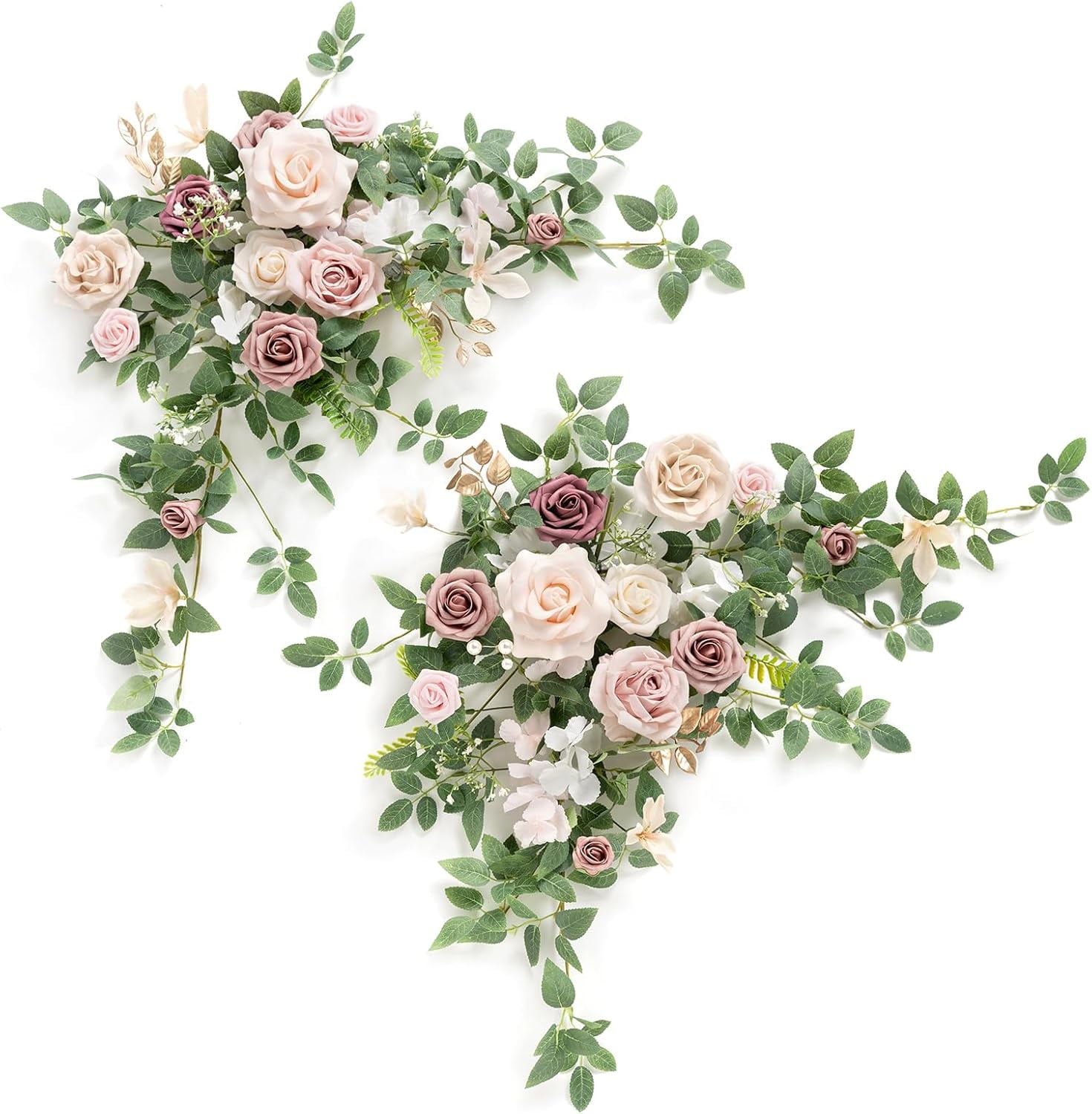 2PCS Dusty Rose Artificial Floral Swags Centerpieces Wedding Flower ...