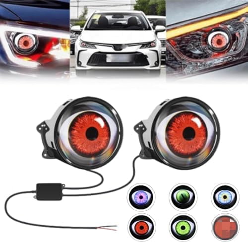 2PCS Dynamic Devil Eyes LED Car Headlight, Blinking Red Demon Eyes ...