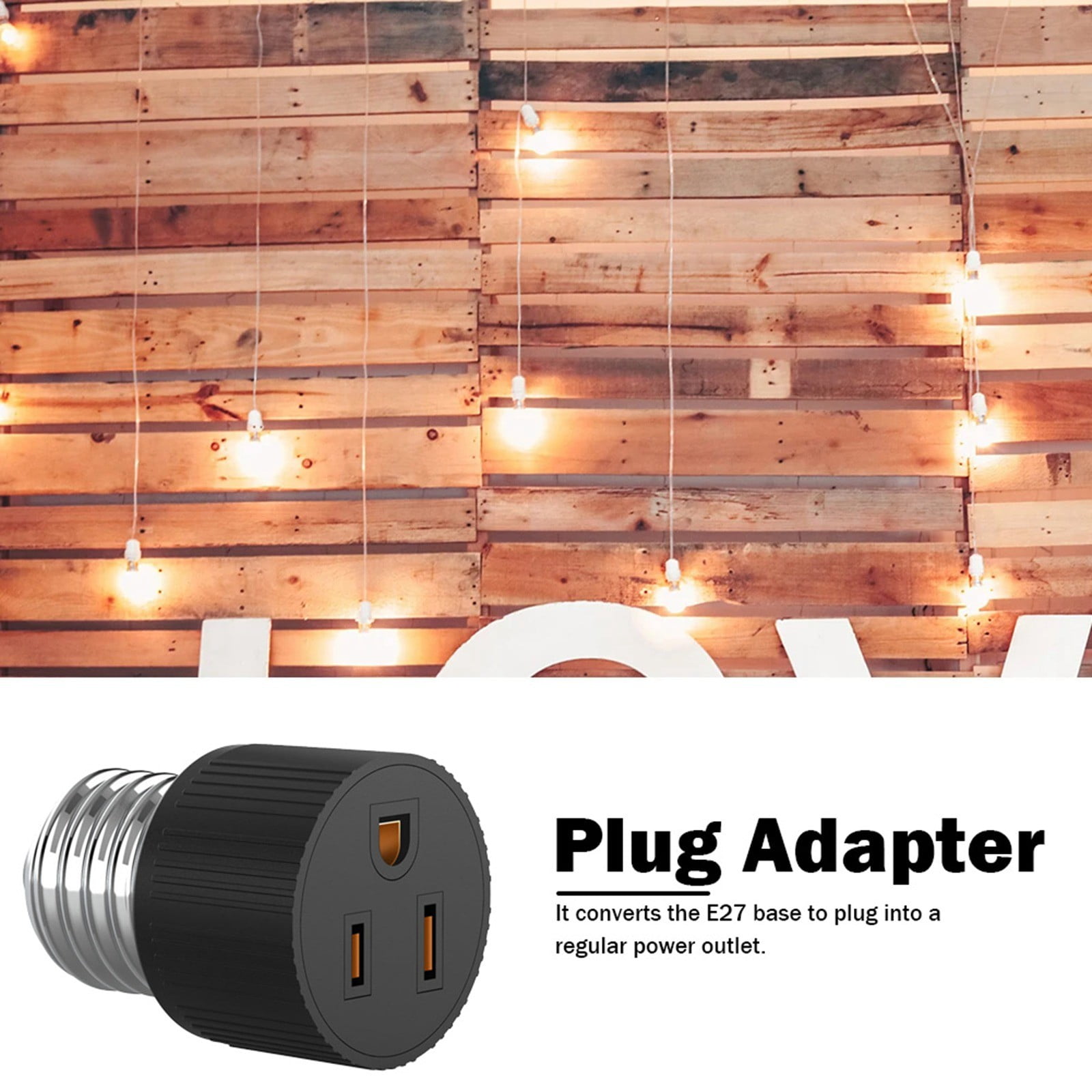 2PCS E26/E27 3 Prong Light Bulb Socket Outlet , Light Socket Outlet Plug Adapter, Polarized ...