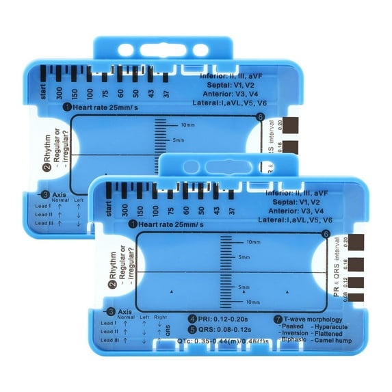 2PCS ECG 7 Step Ruler, EKG Interpretation Caliper, Transparent Plastic ...