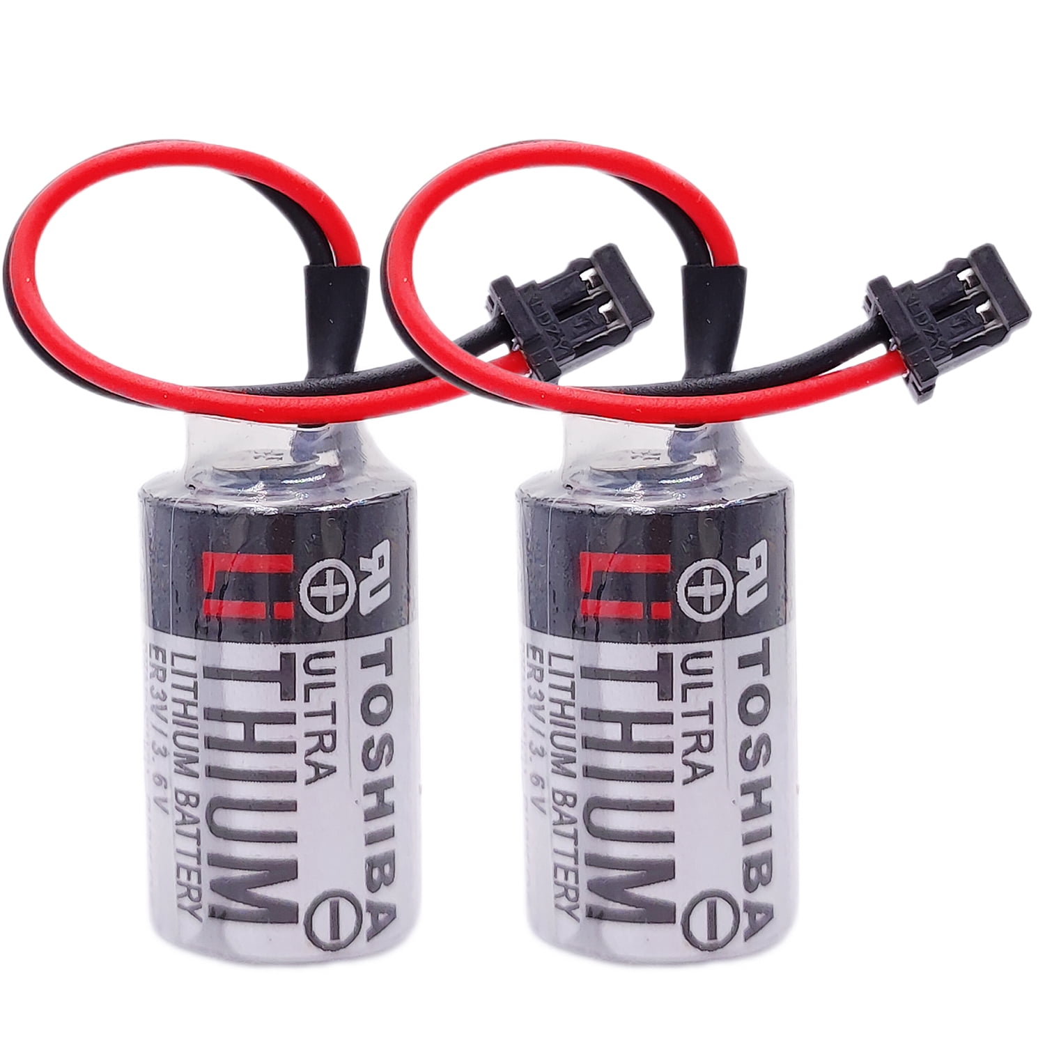 2PCS ER3V 3.6V 1000mAh PLC Lithium Battery Compatible for Toshiba JZSP-BA01 146705-1(with Black ...