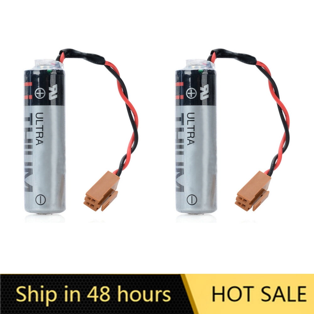 2PCS ER6V/3.6V 2400mAh PLC Battery for Mitsubishi M64 System with Brown Plug Brand New - Walmart.com
