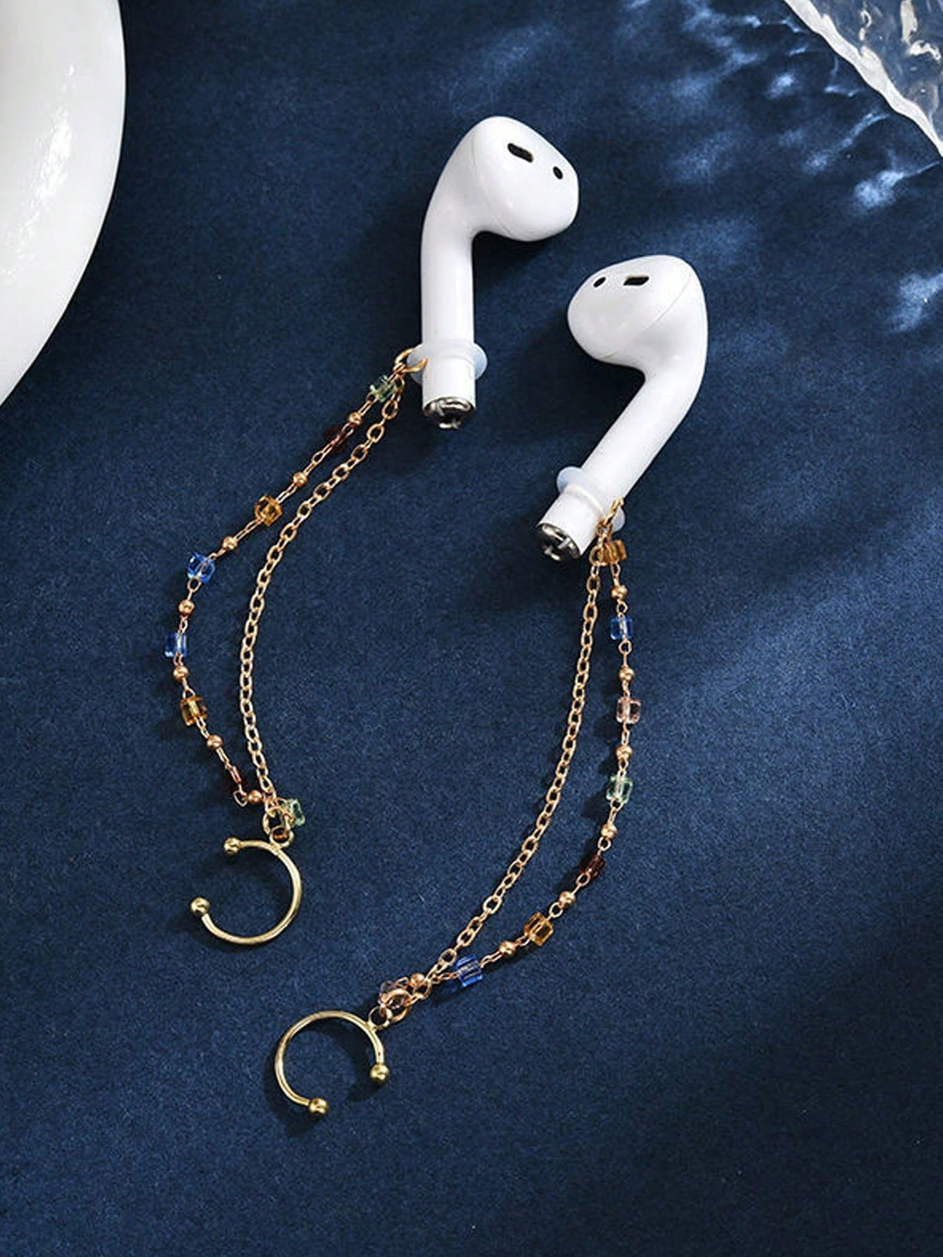 2PCS Earphone Anti-Lost Chain - Fancy Colored Rhinestone Fashion Ear ...