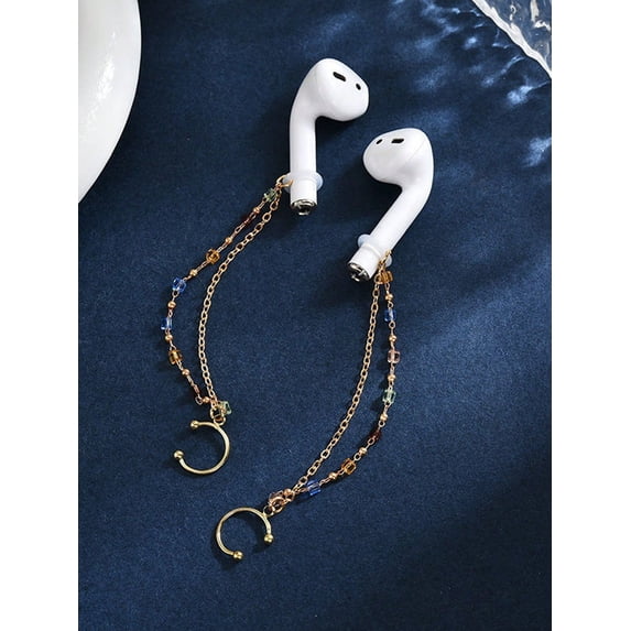 2PCS Earphone Anti-Lost Chain - Fancy Colored Rhinestone Fashion Ear ...