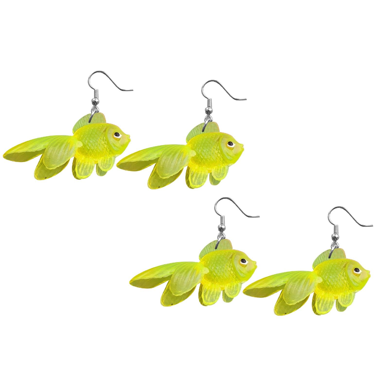 2PCS Earrings Goldfish Earrings Comically Cute Simulated Fish Unique ...