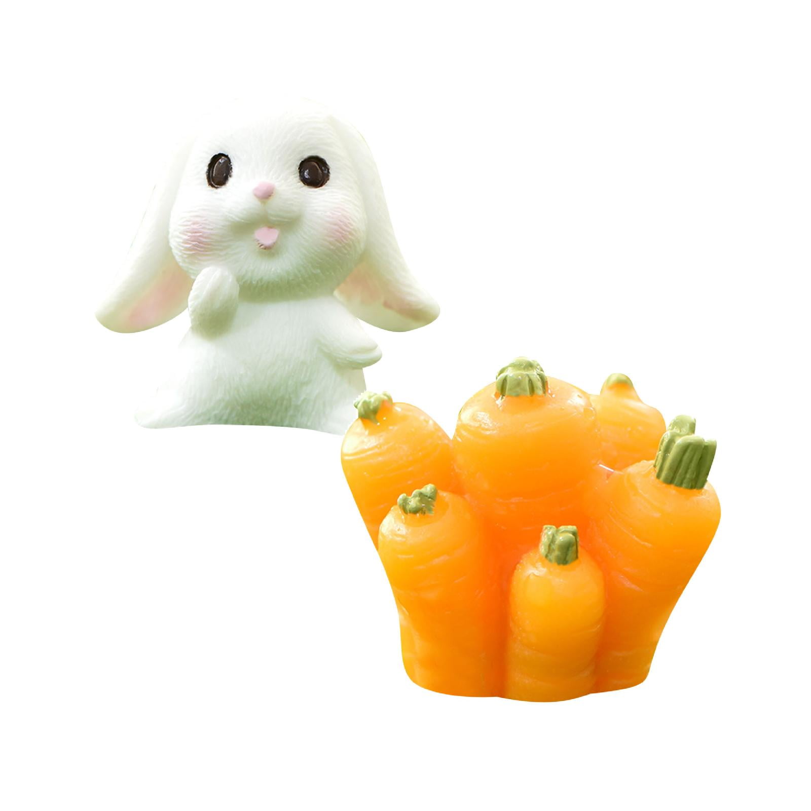 2PCS Easter Bunny Figurines Resin Cupcake Toppers Decorative Bunny Toys ...