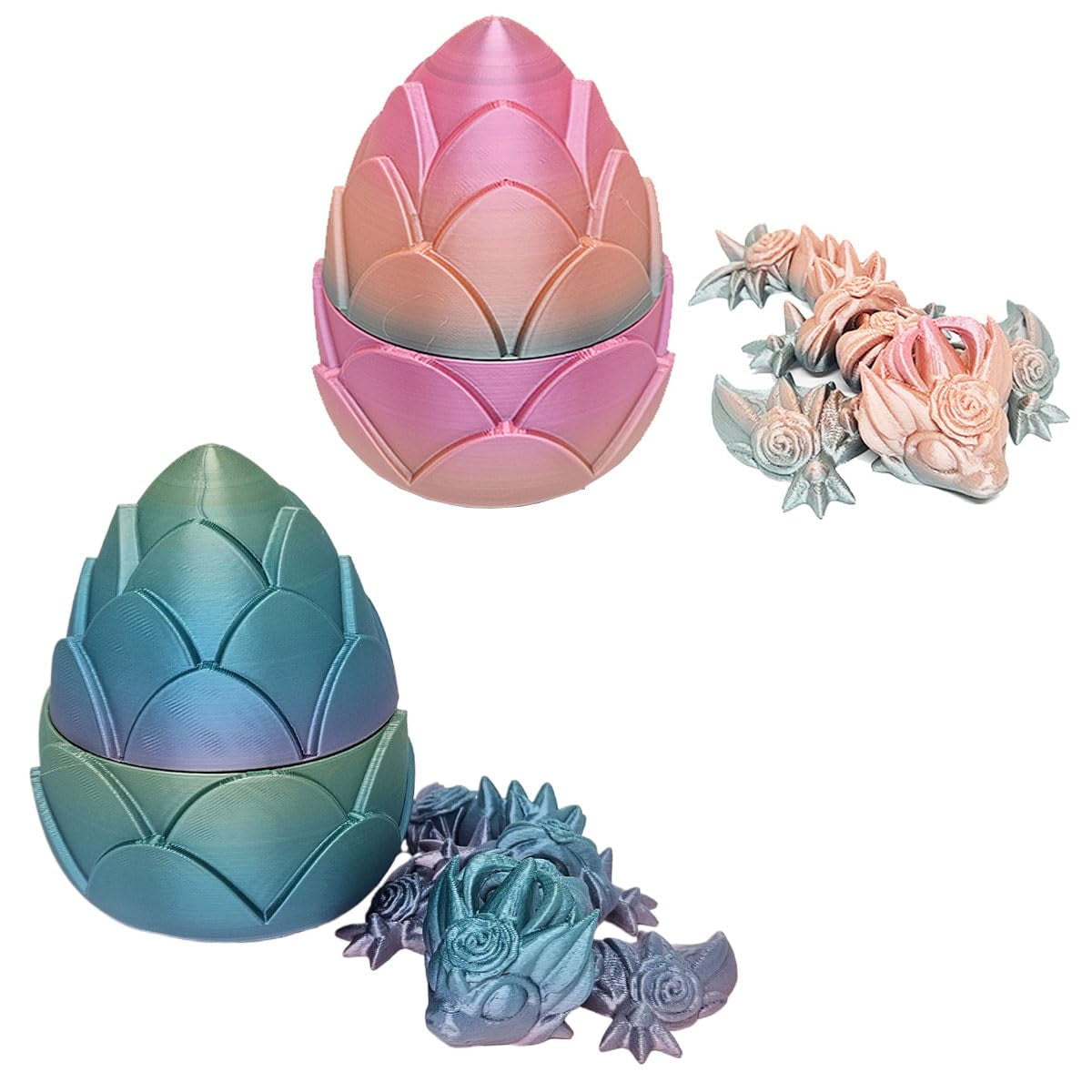 2PCS Easter Eggs,3D Printed Dragon Egg Fillers,Mystery Articulated ...