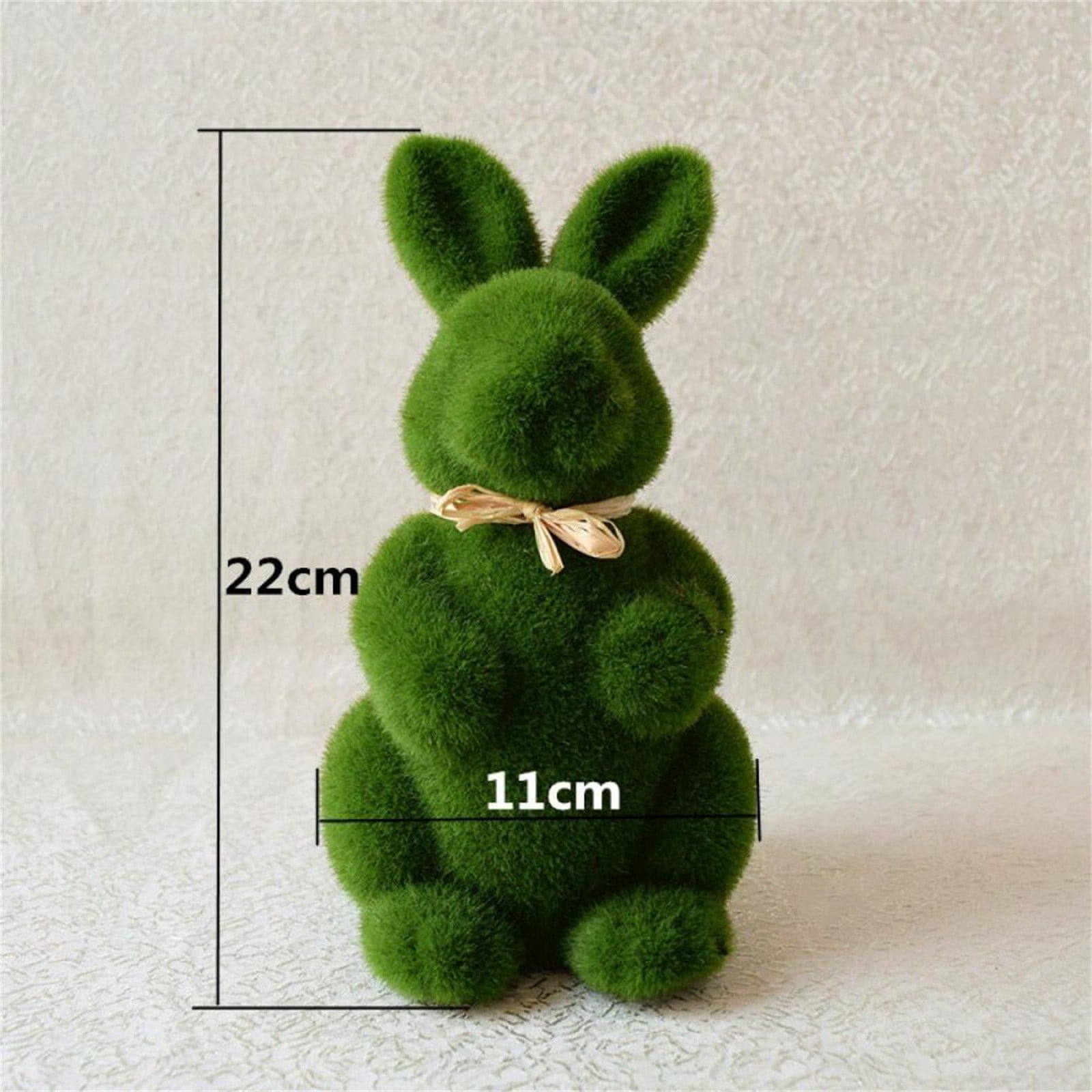 2PCS Easter Moss Bunny Easter Furry Flocked Bunny Standing Rabbits ...