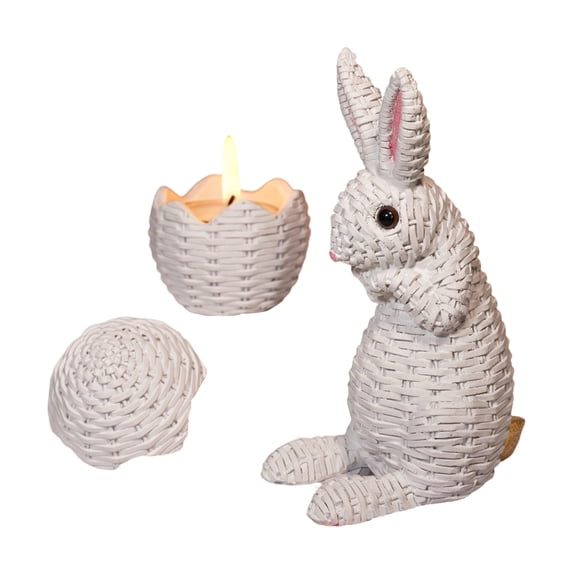 2PCS Easter Woven Bunny and Egg Figurines 6.1 Inch Resin Decor, Easter ...