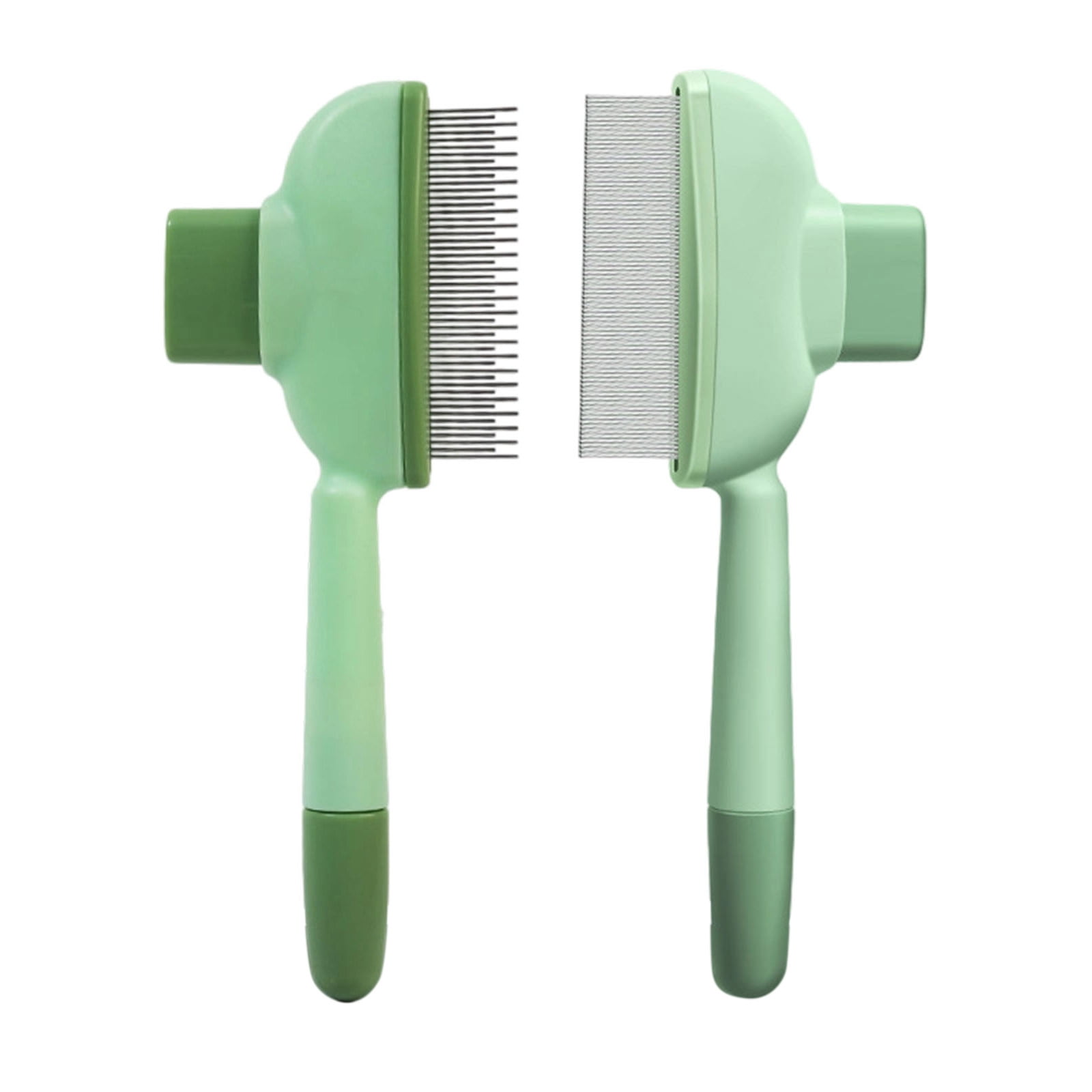 2PCS Efficient Dog Cats Comb SelfCleaning ABS Handle Stainless Steel ...