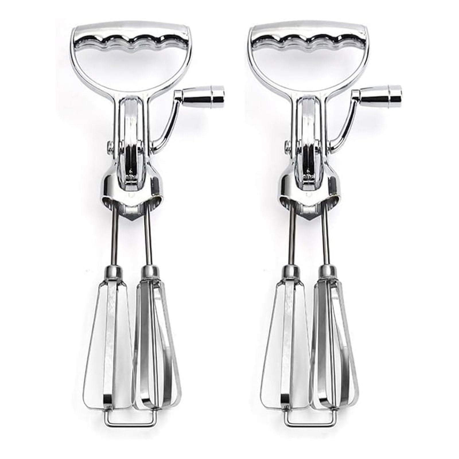 2PCS Egg Beater Hand Crank Stainless Steel Rotary Hand Whip WhiskHand ...