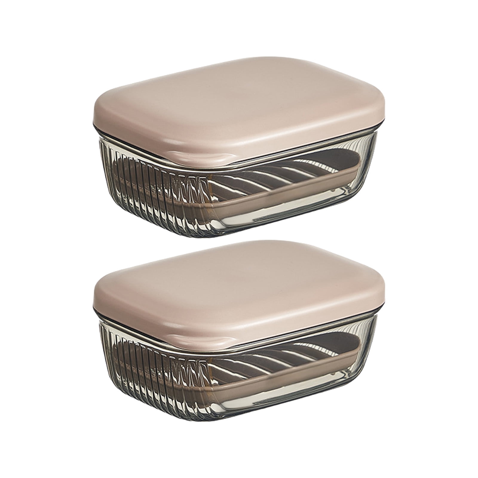 2PCS Elegant Soap Case With Cover Modern Double Layer Drying Tray ...