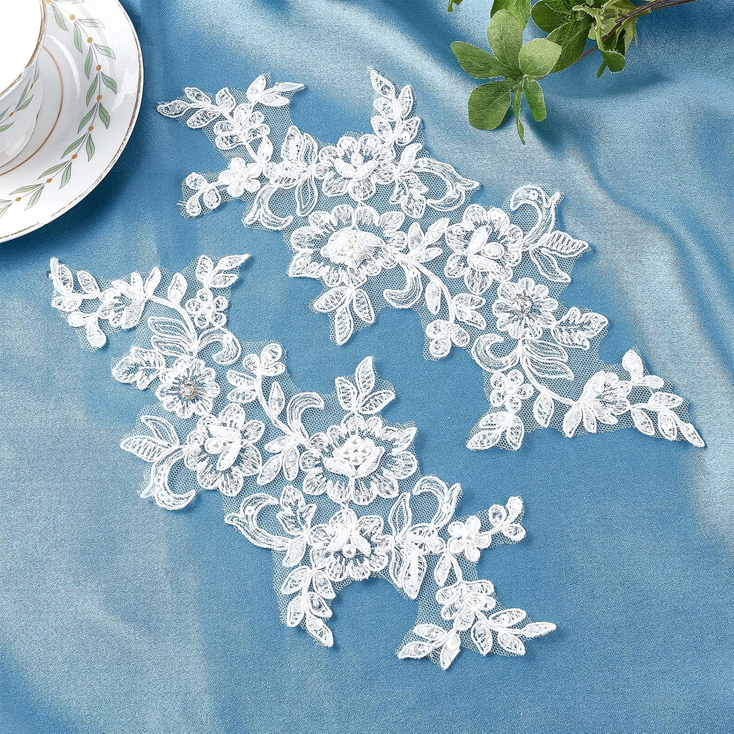 2PCS Embroidered Patches 3D Lace Applique Patches Embroidery Floral ...