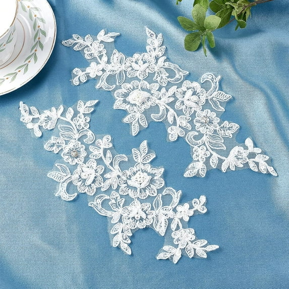 2PCS Embroidered Patches 3D Lace Applique Patches Embroidery Floral ...
