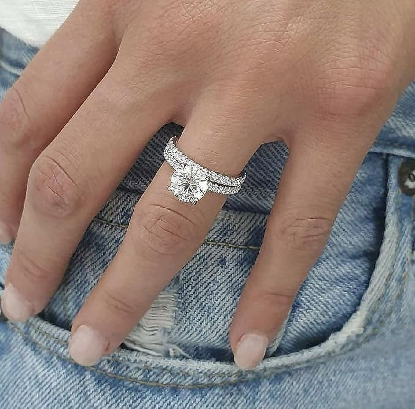 2PCS Engagement Rings Set for Women | 2 Carat Oval Cubic Zirconia ...