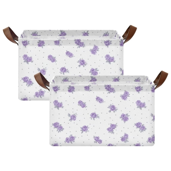 2PCS Fabric Storage Baskets with Iron Frame Foldable Storage Bins with ...