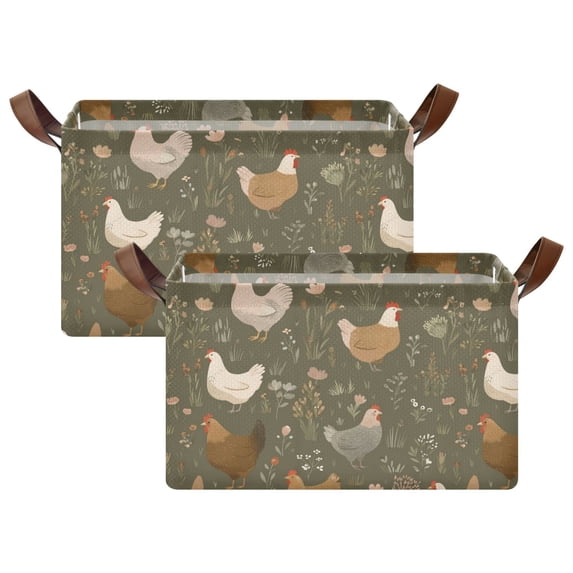 2PCS Fabric Storage Baskets with Iron Frame Foldable Storage Bins with ...