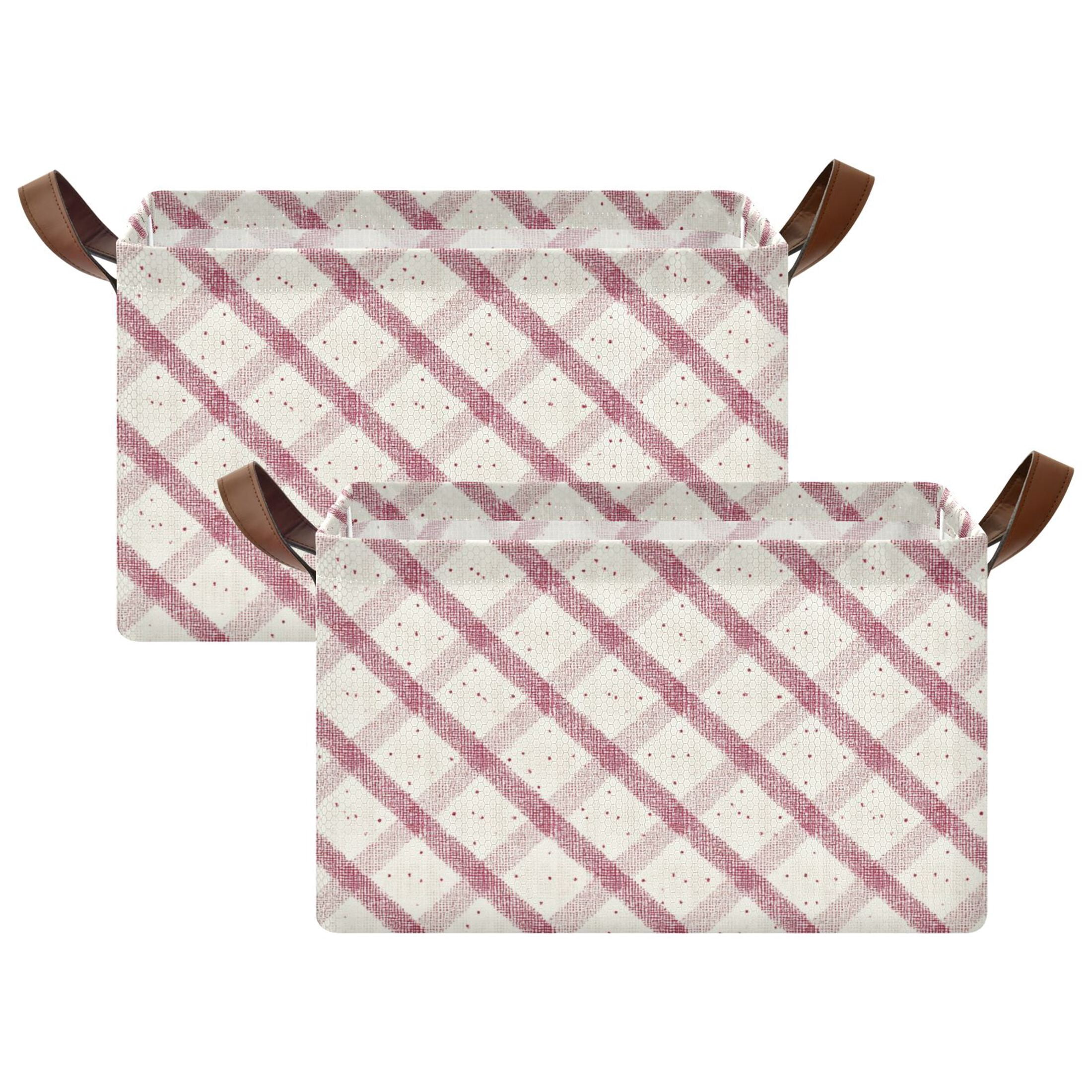 2PCS Fabric Storage Baskets with Iron Frame Foldable Storage Bins with ...