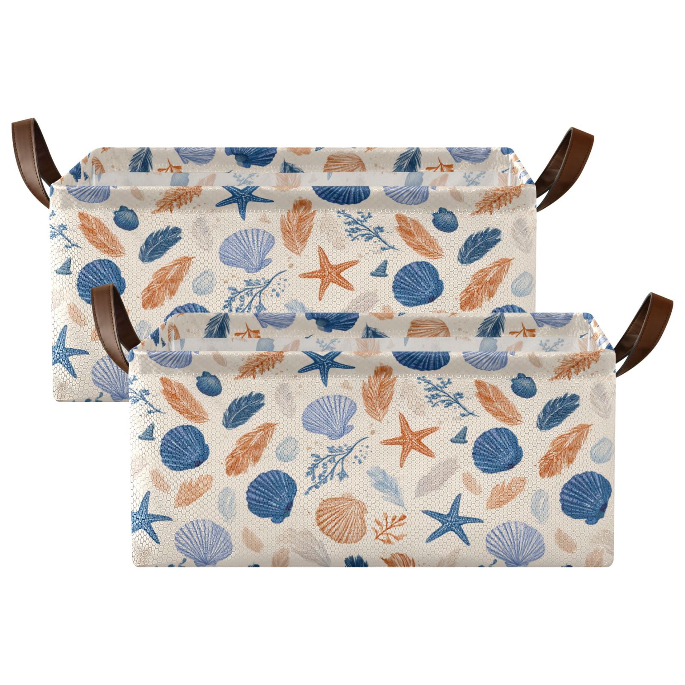 2PCS Fabric Storage Baskets with Iron Frame Foldable Storage Bins with ...