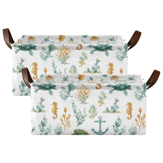 2PCS Fabric Storage Baskets with Iron Frame Foldable Storage Bins with ...