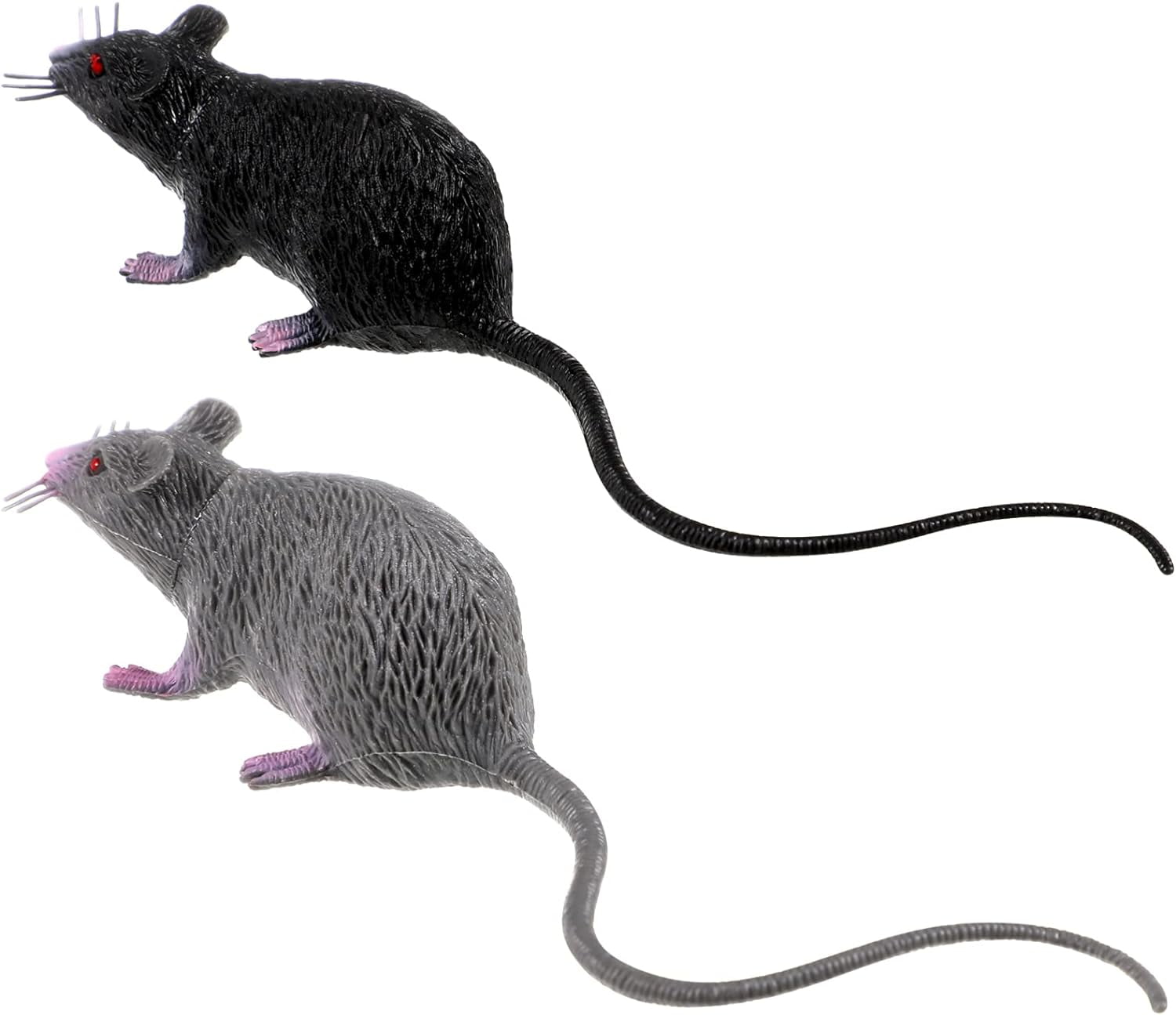 2PCS Fake Rat Fake Mouse Plastic Squeezable Rats Realistic Halloween ...