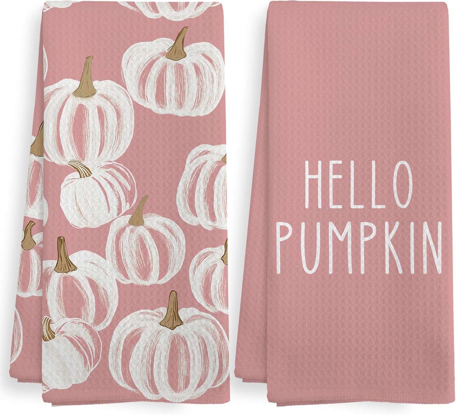 2PCS Fall Hello Pumpkin Farmhouse Kitchen Towels and Dishcloths Sage ...