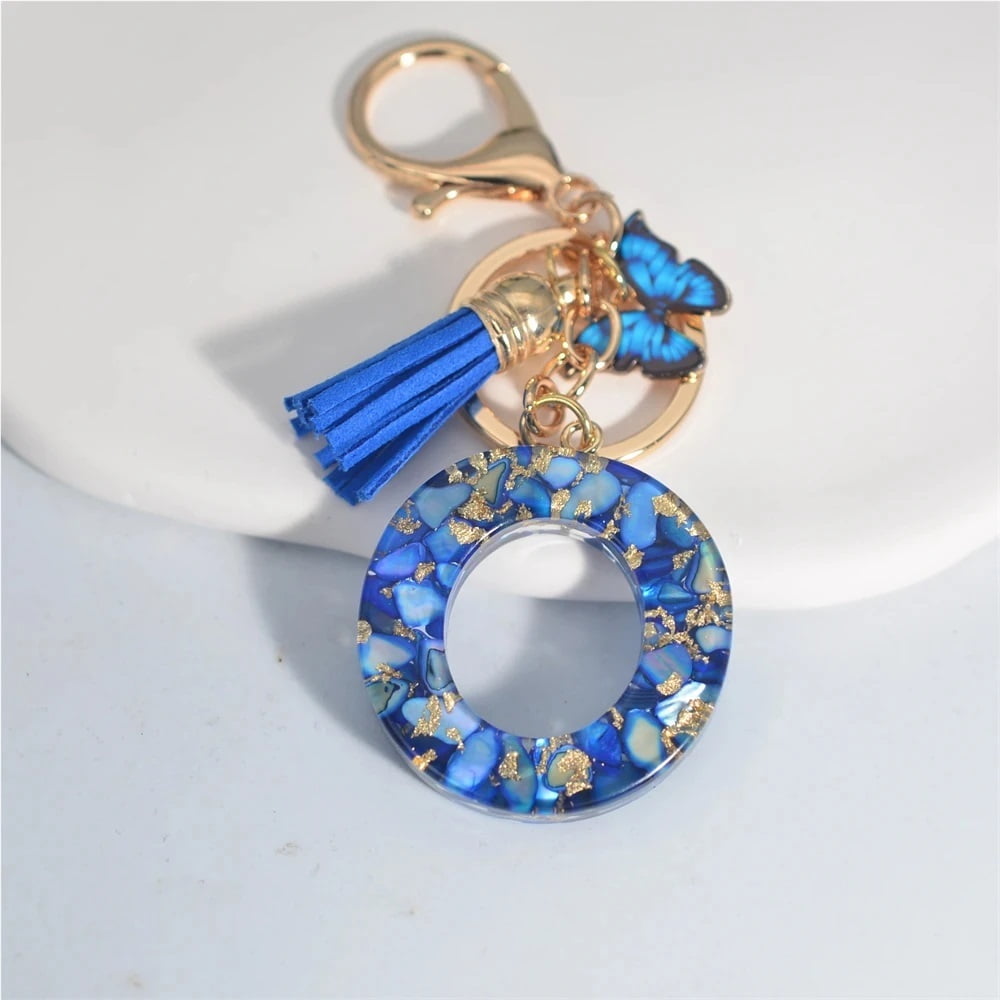 2PCS Fashion Blue Glazed Stone A To Z Letter Keychain 26 Initials ...