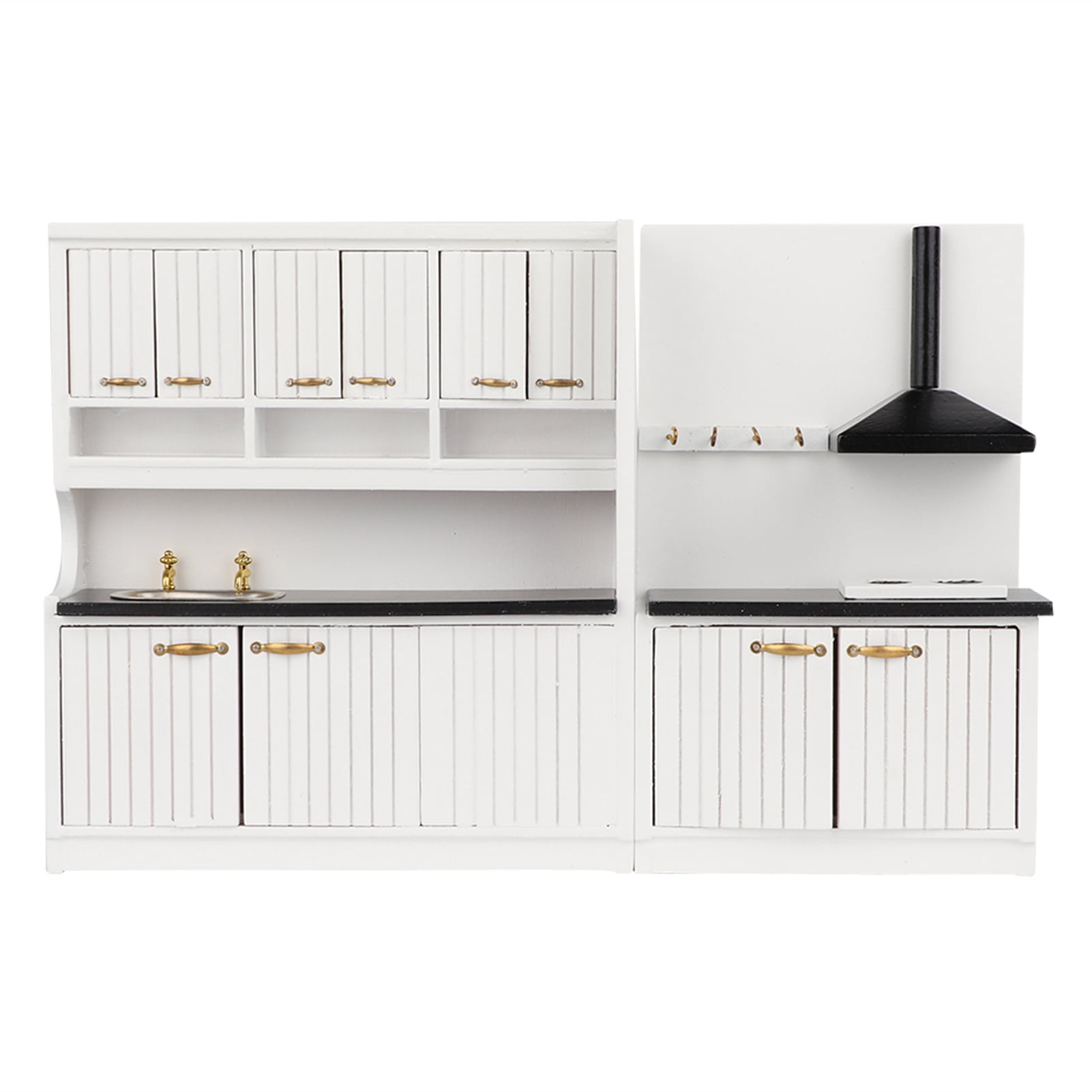 2PCS Fashion Mini Lifelike Wood Cupboard Kitchen Wooden Cabinet for 1: ...